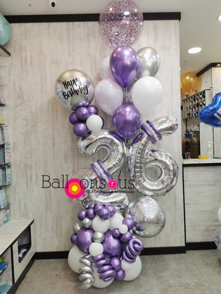 arrangement birthday with big numbers - BALLOONS R US AMMAN